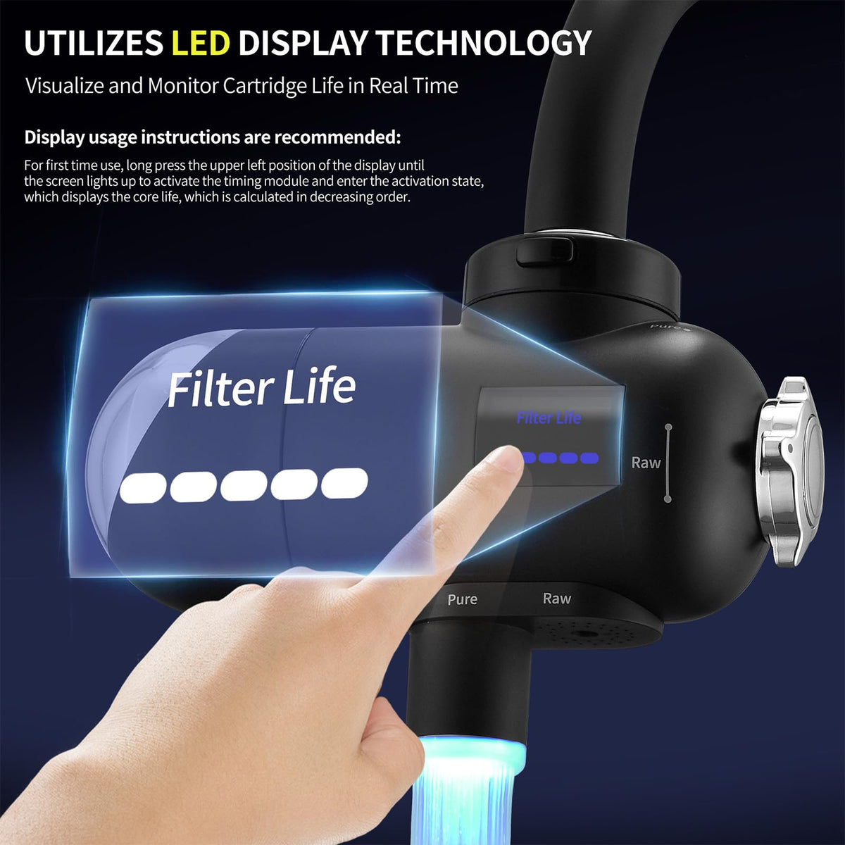 HOMELODY Water Filter for Sink Faucet 3.0 - Upgraded LED Display 3000 ...