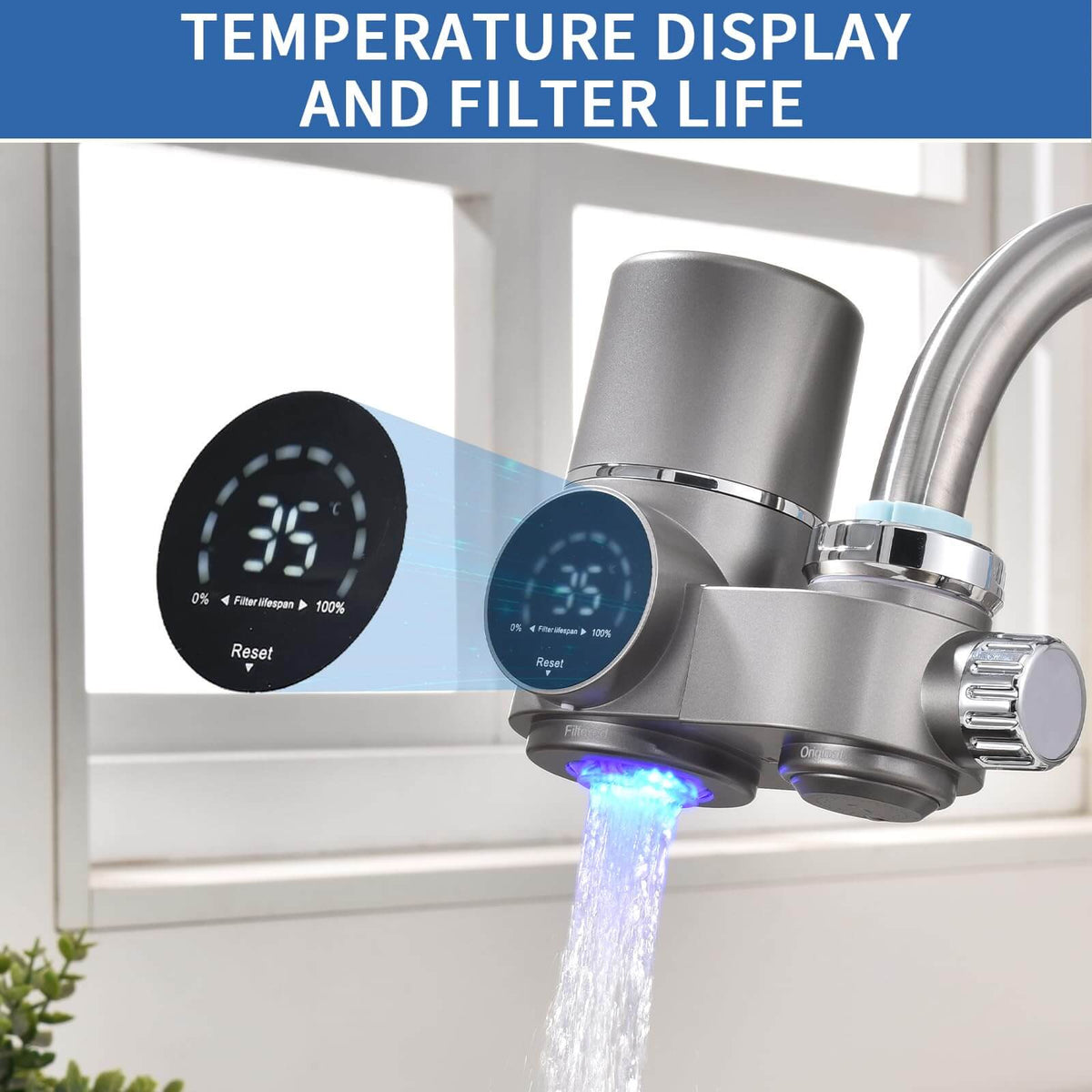 HOMELODY LED Display Faucet Water Filter for Sink, Water Purifier with ...