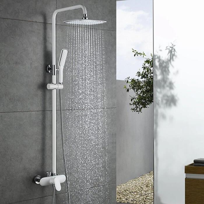 White Shower Mixer with Rainshower Homelody Shower Set