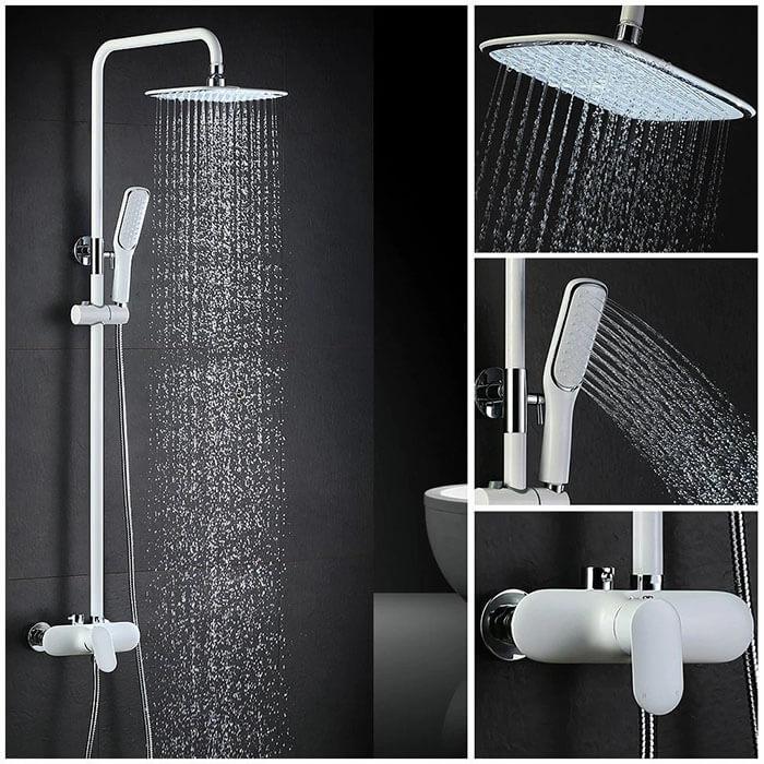 White Shower Mixer with Rainshower Homelody Shower Set
